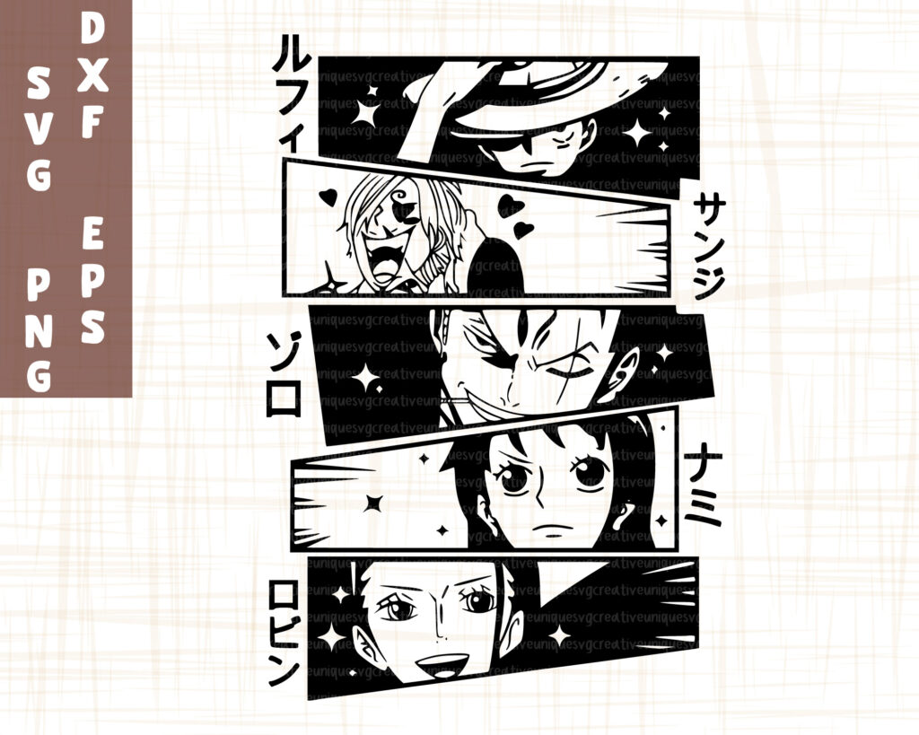 One Piece Best Character SVG PNG EPS DXF, Luffy, Zoro, Robin, Sanji ...