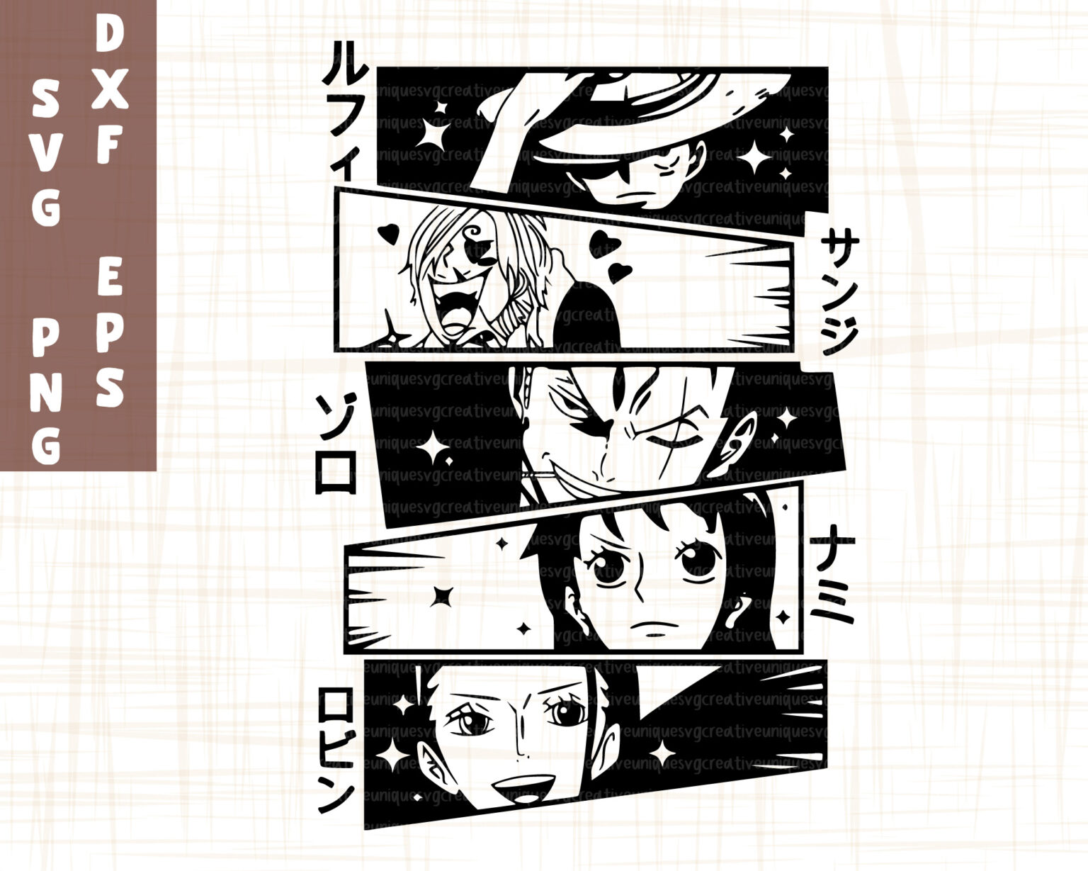 One Piece Best Character SVG PNG EPS DXF, Luffy, Zoro, Robin, Sanji ...